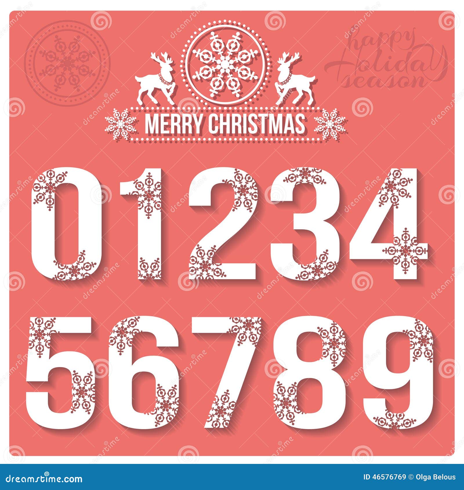 Set of Christmas Stylized Numbers with Snowflakes Stock Vector ...