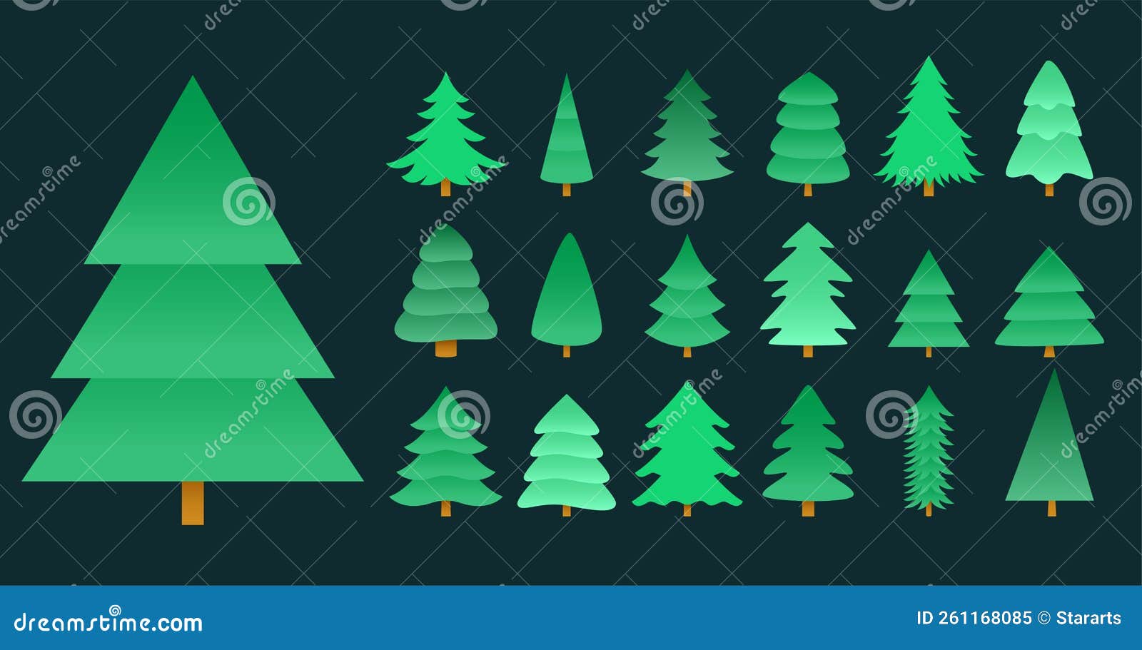 Set of Christmas Tree Elements Design in Different Layout Vector ...