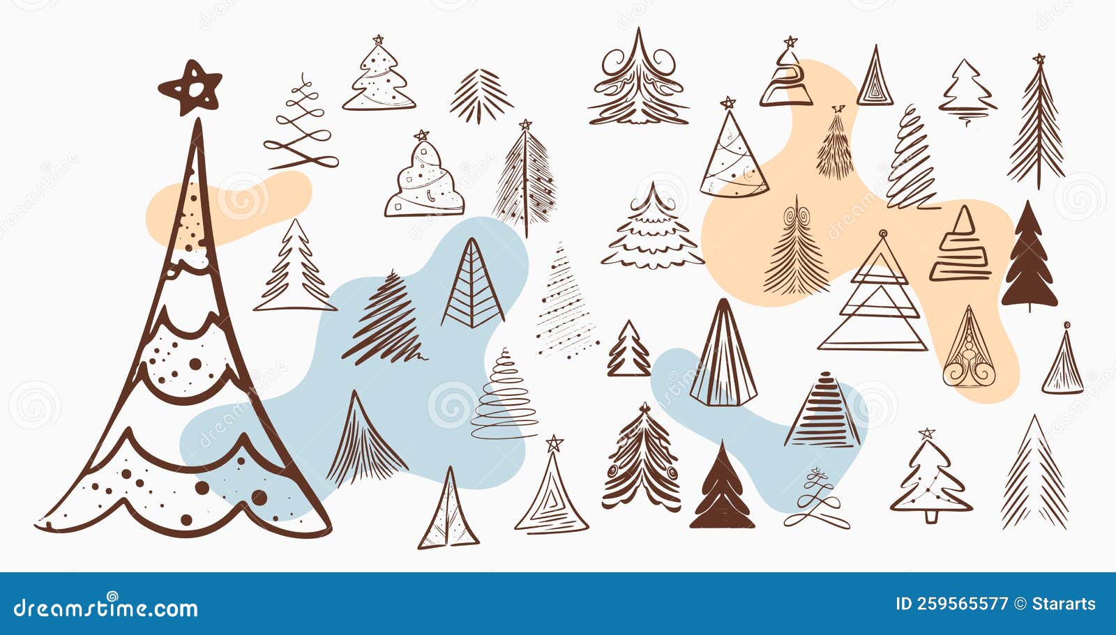 Set of Christmas Tree Symbols in Hand Drawn Style Stock Vector ...