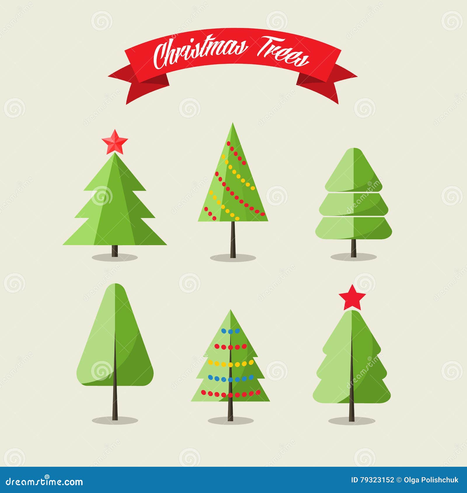 Set of Christmas tress stock vector. Illustration of christmas - 79323152