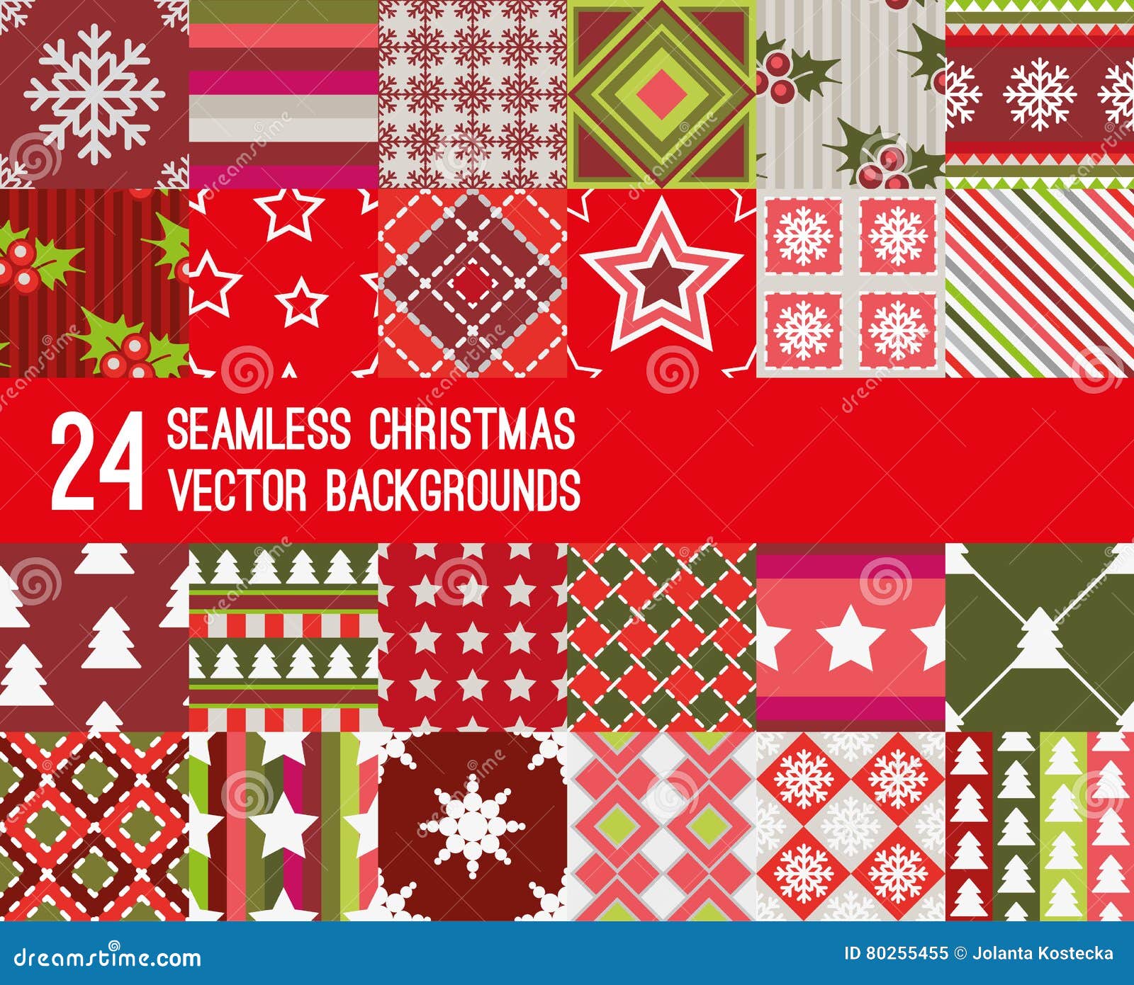 Set of 24 Christmas Vector Patterns Stock Vector - Illustration of card ...
