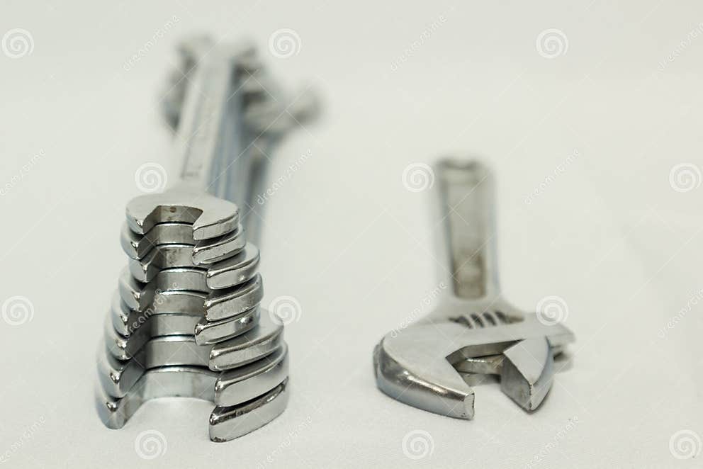 Set of Chrome-plated Keys for Locksmithing Work Stock Image - Image of ...