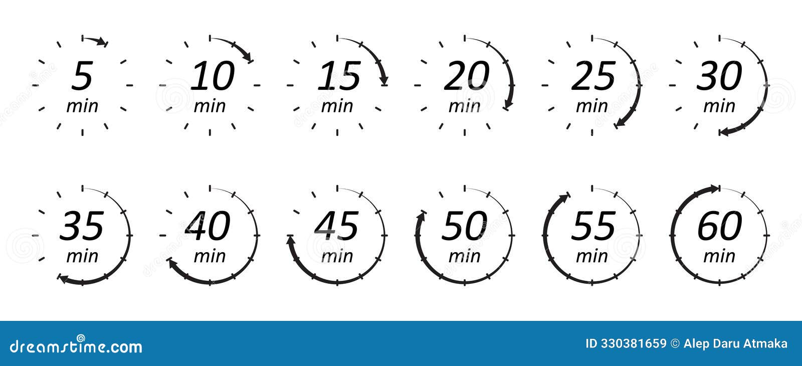 Set of Chronometer Counters with Pointing Arrows Stock Illustration ...