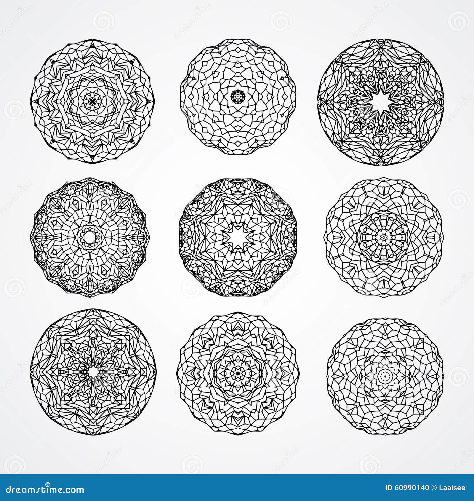 Set of Church Gothic Circle Ornament Roses in Vector, B Stock Vector ...