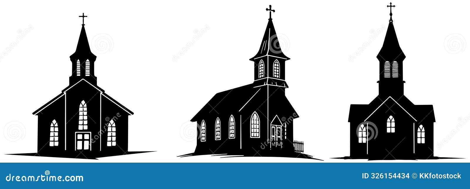 Set of Churches Illustration Stock Vector - Illustration of steeple ...