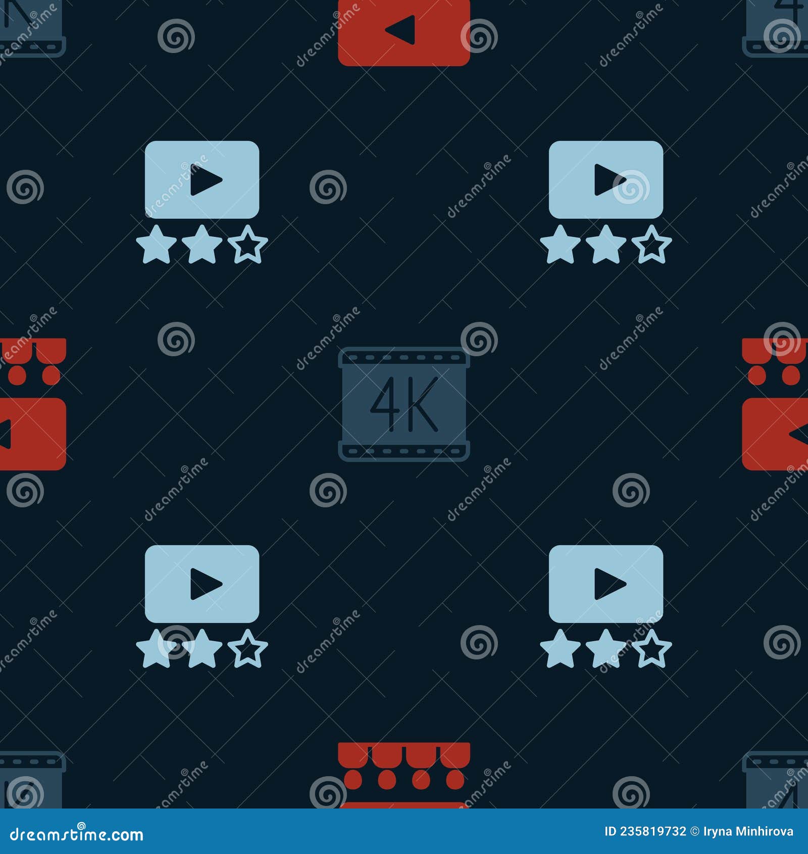 Set Cinema Auditorium with Screen, 4k Movie and Rating on Seamless ...