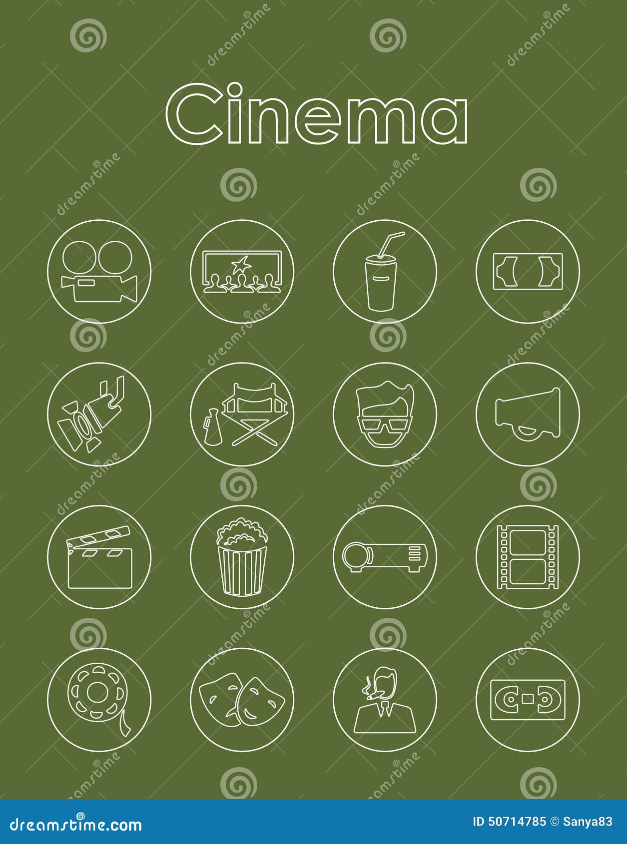 Set of cinema simple icons stock vector. Illustration of crowd - 50714785
