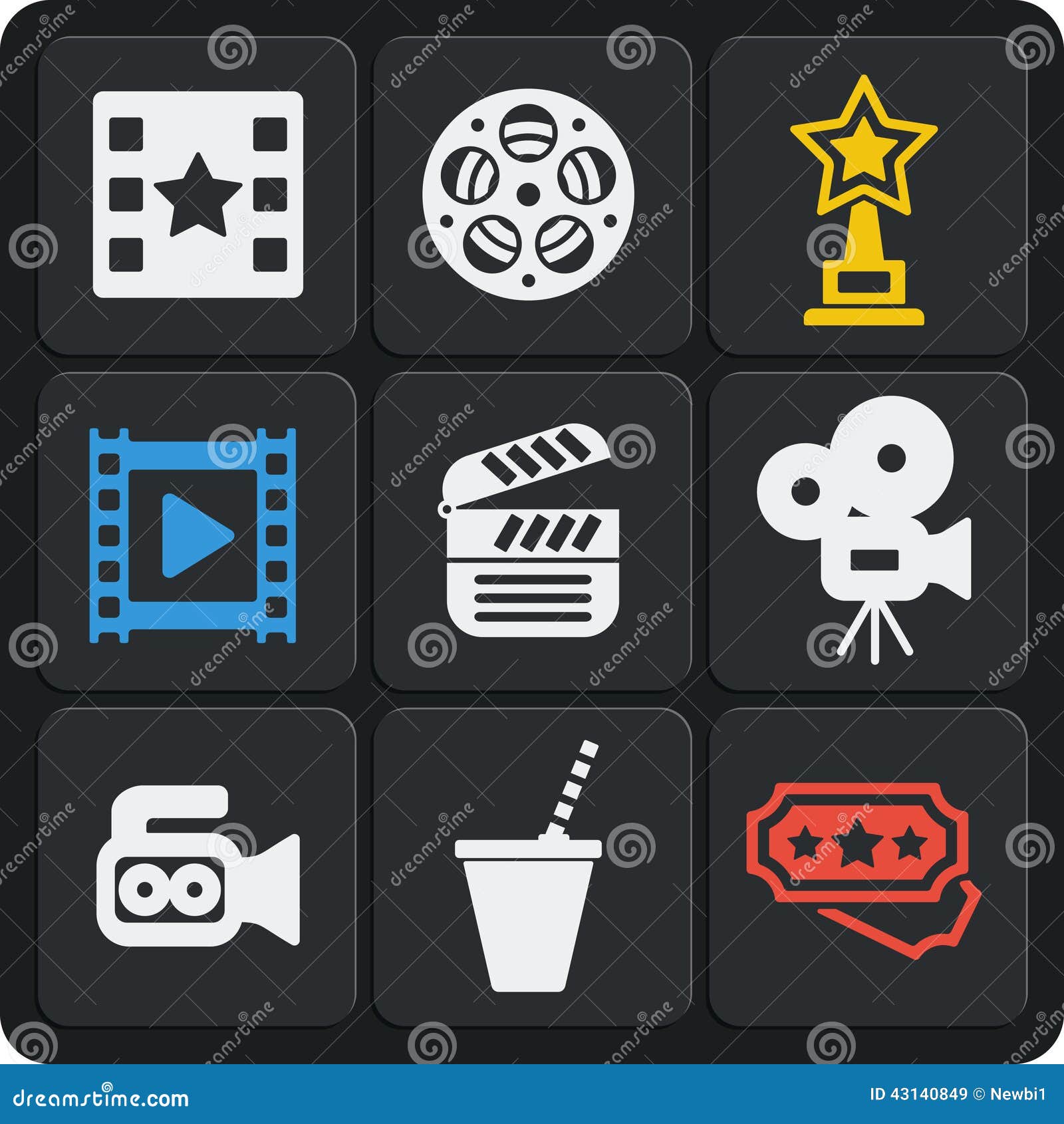 Set of 9 Cinema Web and Mobile Icons. Vector. Stock Vector ...