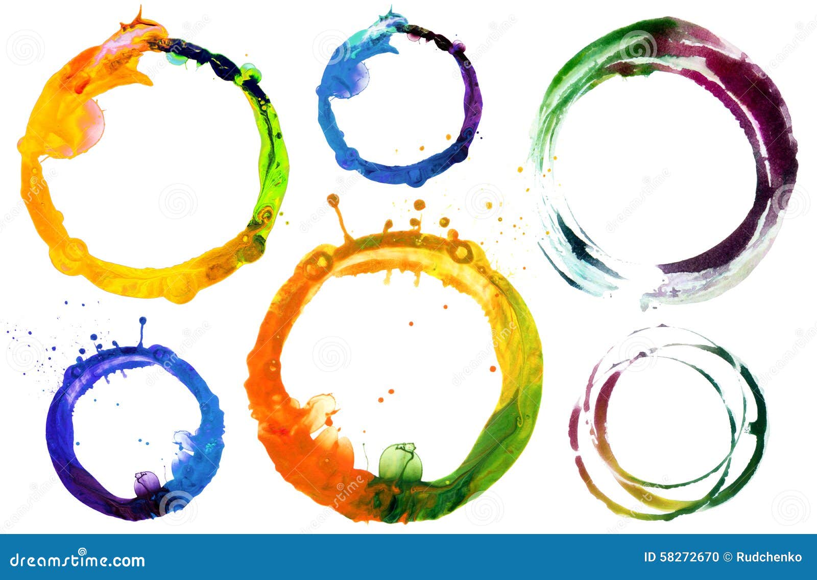 Set of Circle Acrylic and Watercolor Painted Design Element. Stock ...