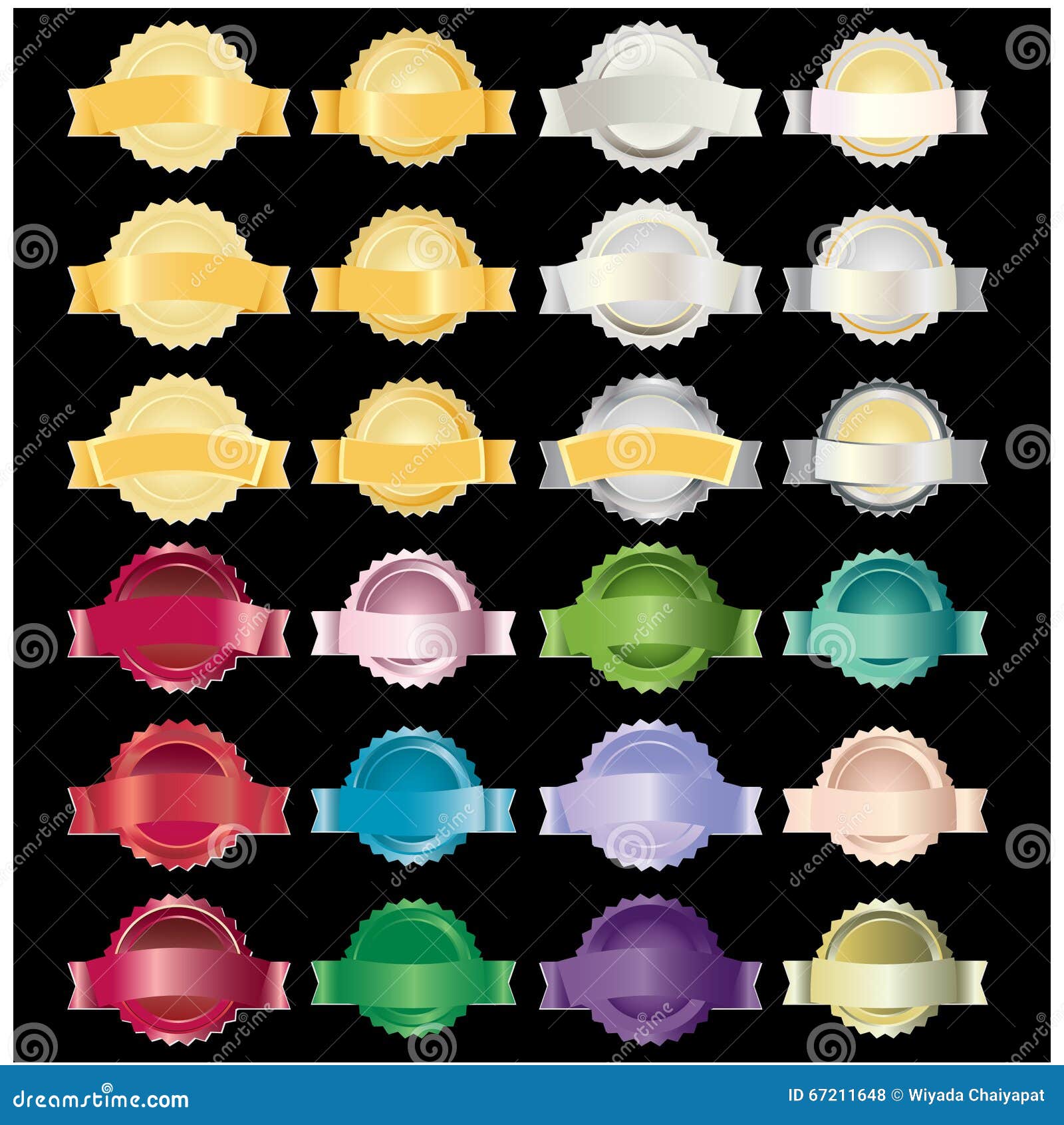 Set Circle Banner with Ribbon Vector Stock Vector - Illustration of ...