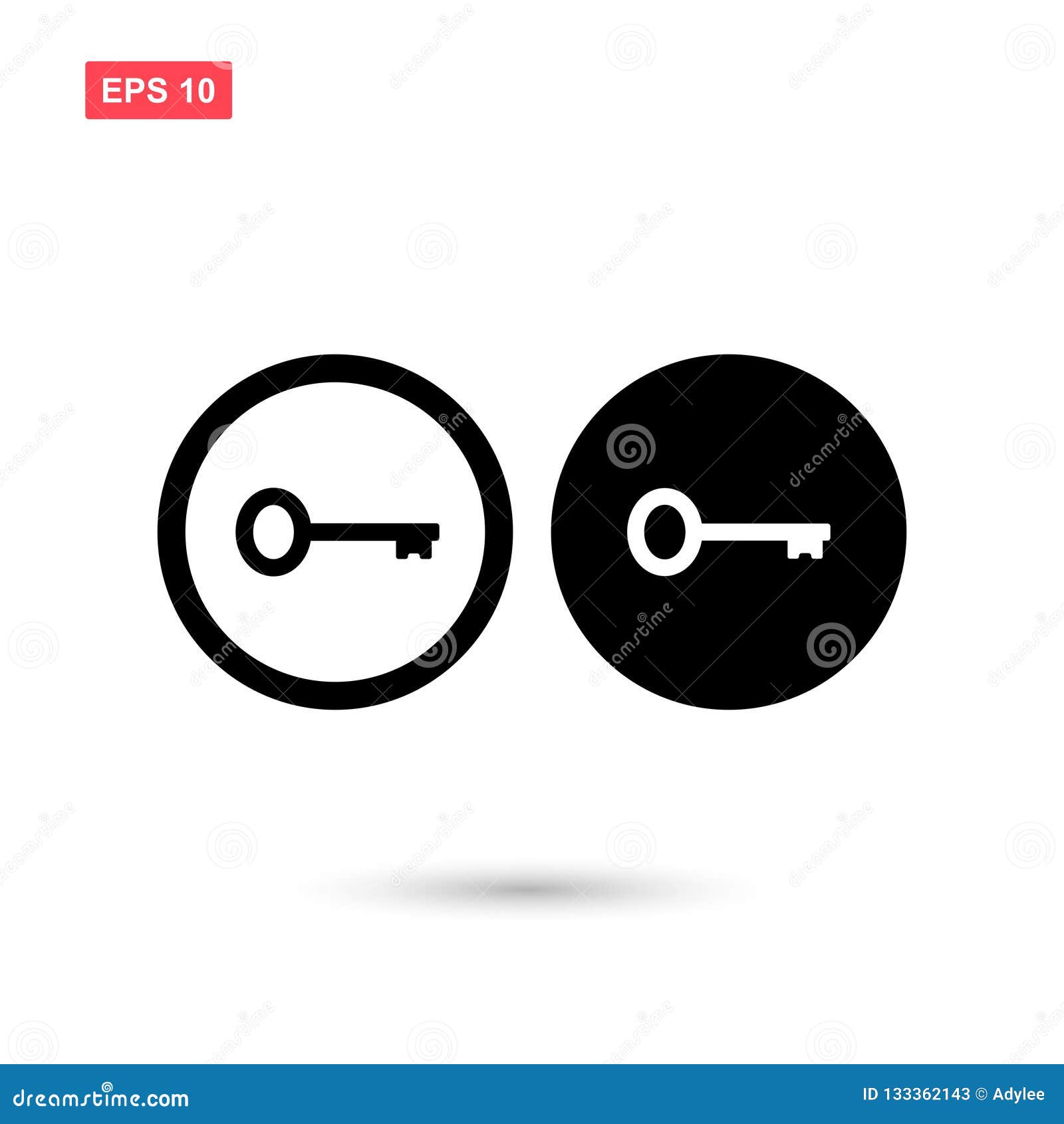 Set of Circle Black Key Icon Vector Isolated 1 Stock Vector ...