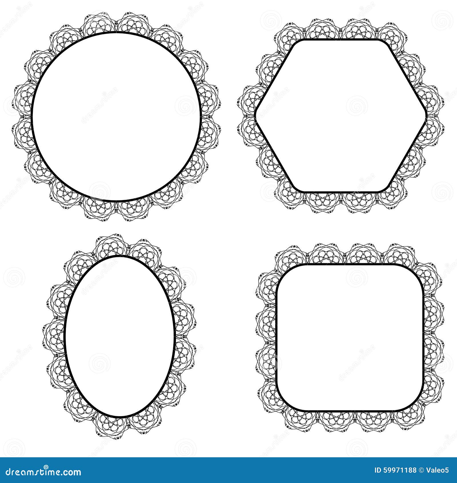 Set of Circle Decorative Frames Stock Illustration - Illustration of ...