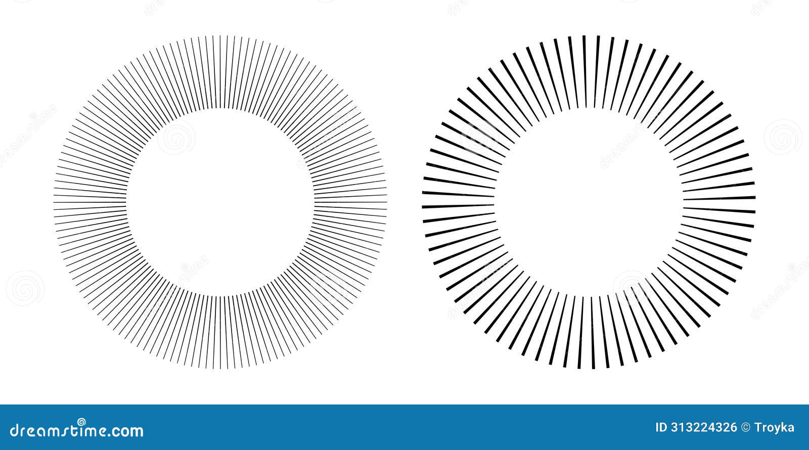 Set of Circle Design Elements. Circular Radial Rays for Round Frames ...