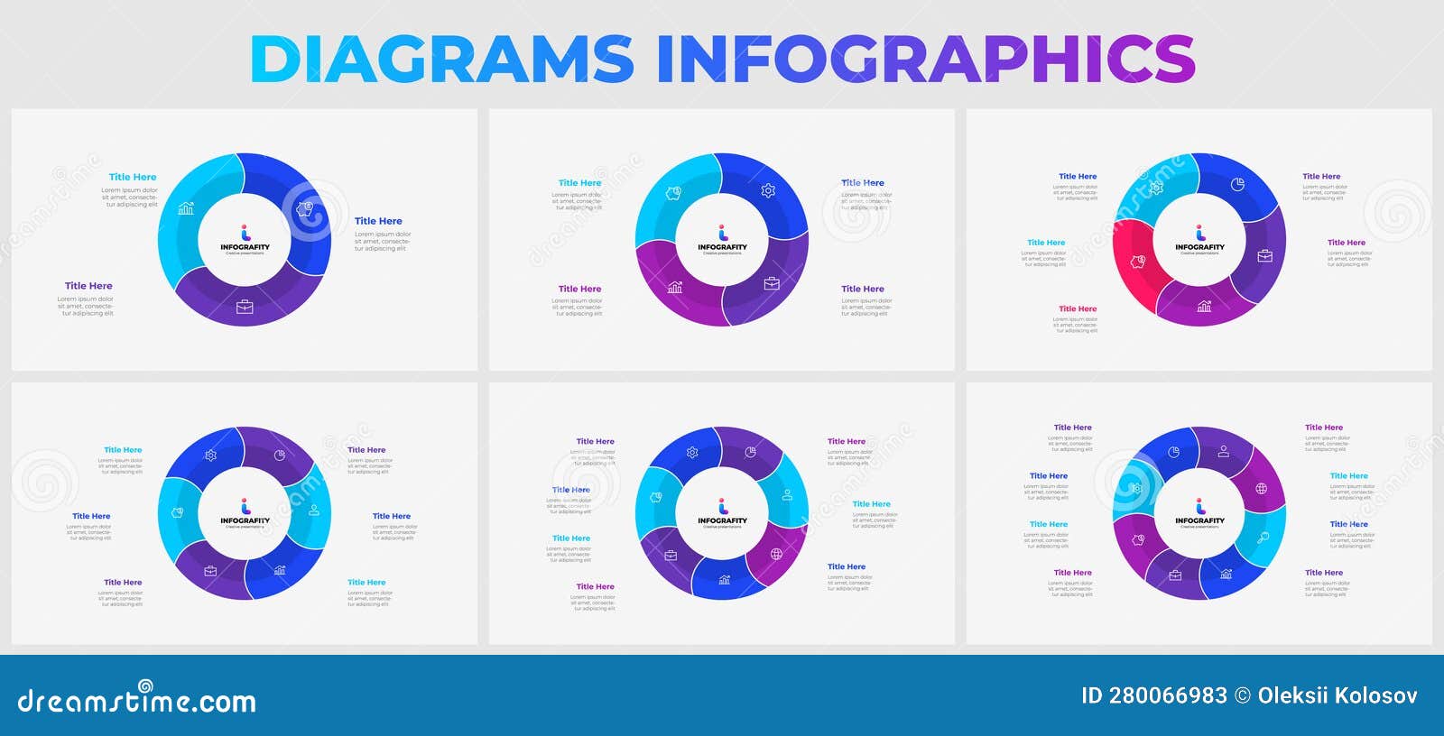 Set of Circle Diagrams Divided into 3, 4, 5, 6, 7 and 8 Segments ...