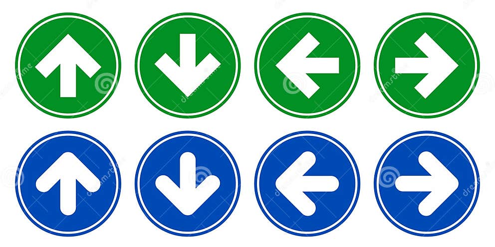 Set of Circle Green and Blue Direction Arrow Sign Stock Vector ...