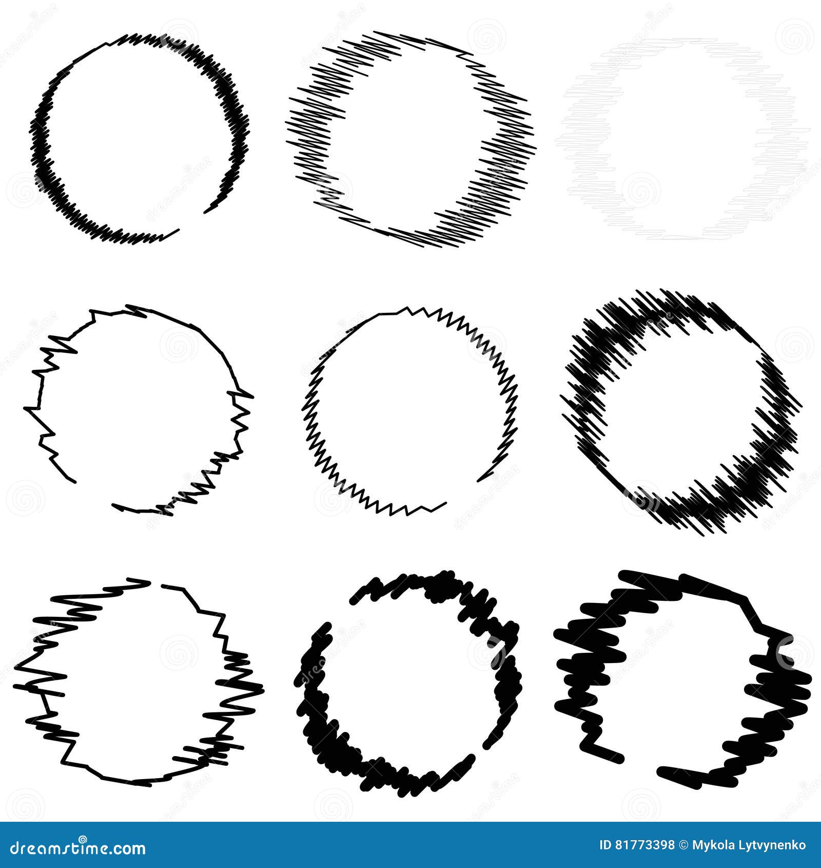 Set circle hand drawn stock vector. Illustration of abstract - 81773398