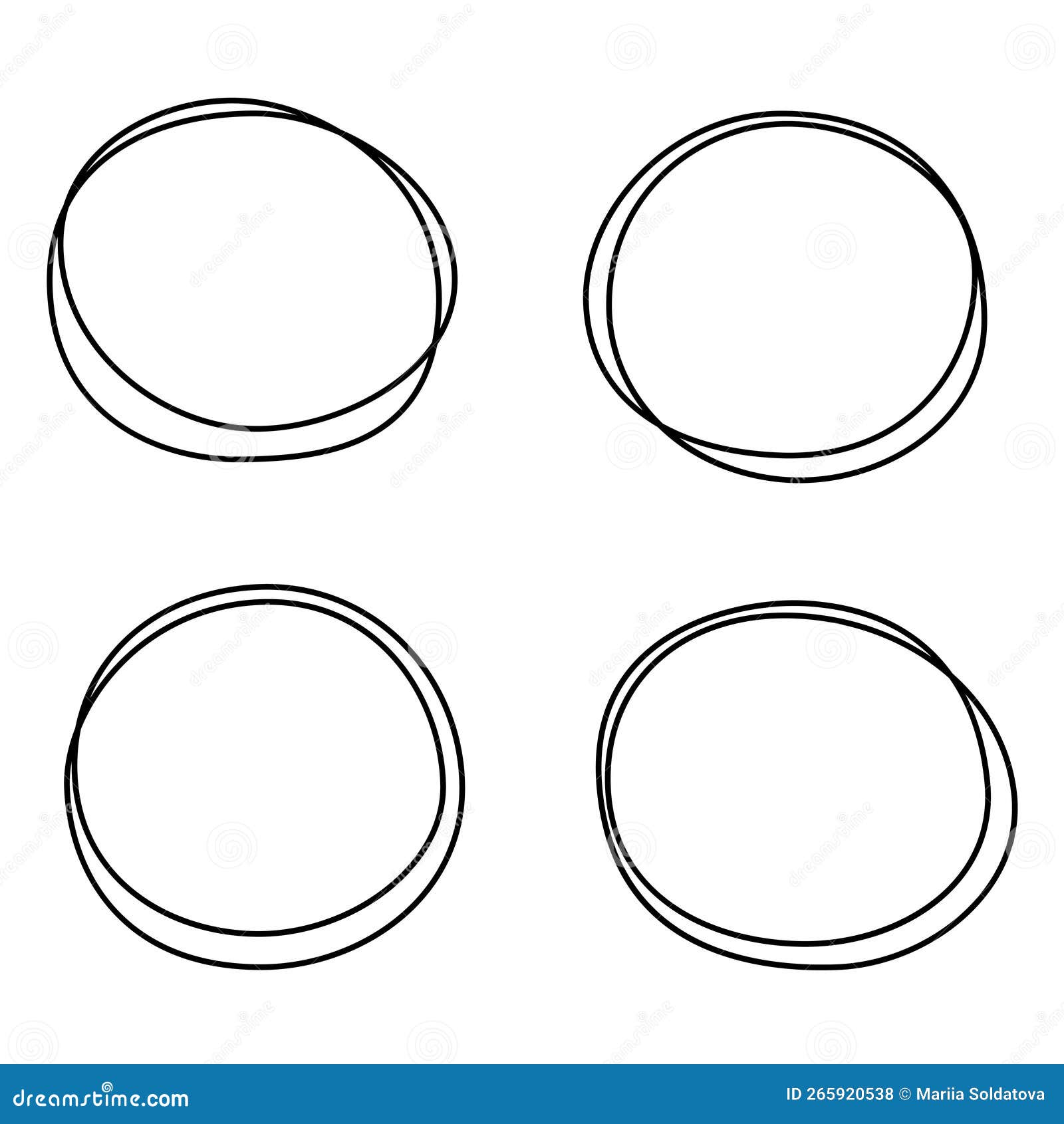 Set of Circle Highlights. Sketch Oval. Selection Stock Vector ...