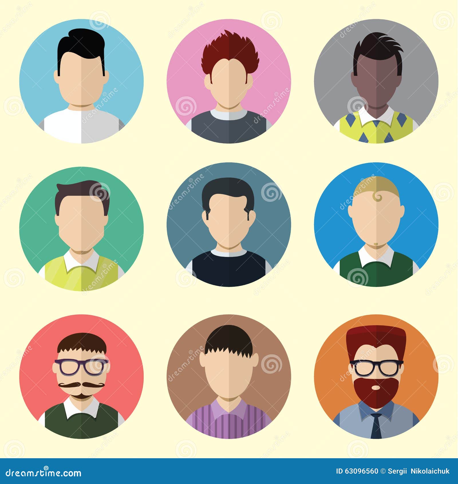 Set of Circle Icons with Man. Set - 05 Stock Vector - Illustration of ...