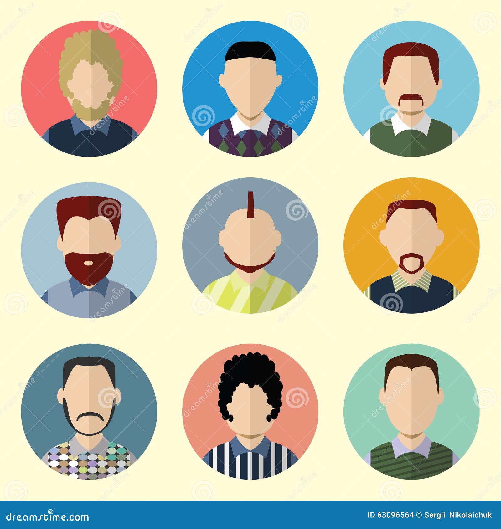 Set of Circle Icons with Man. Set - 02 Stock Vector - Illustration of ...