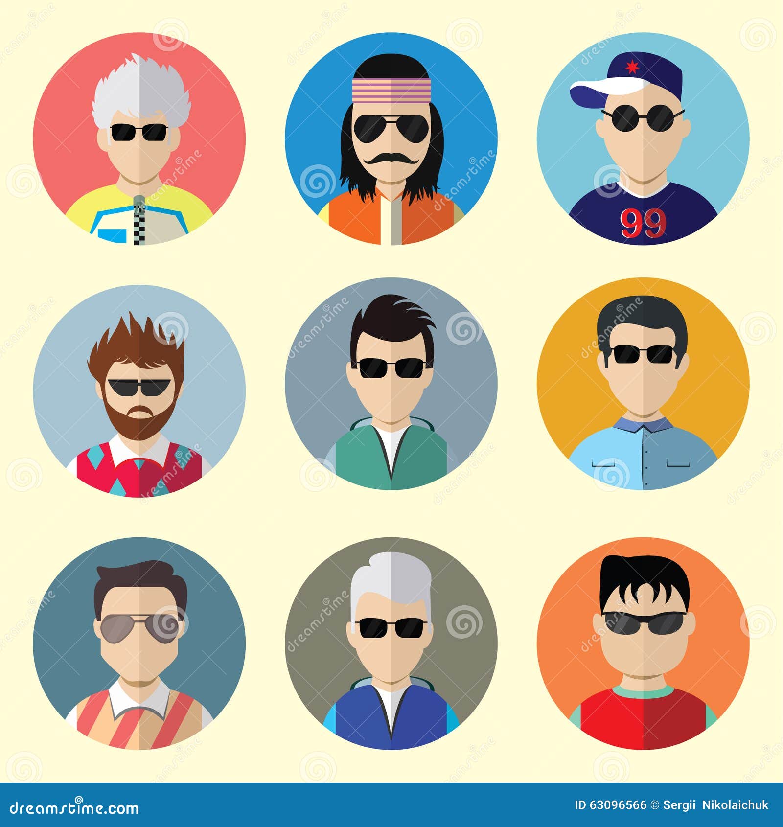 Set of Circle Icons with Man. Set - 07 Stock Vector - Illustration of ...