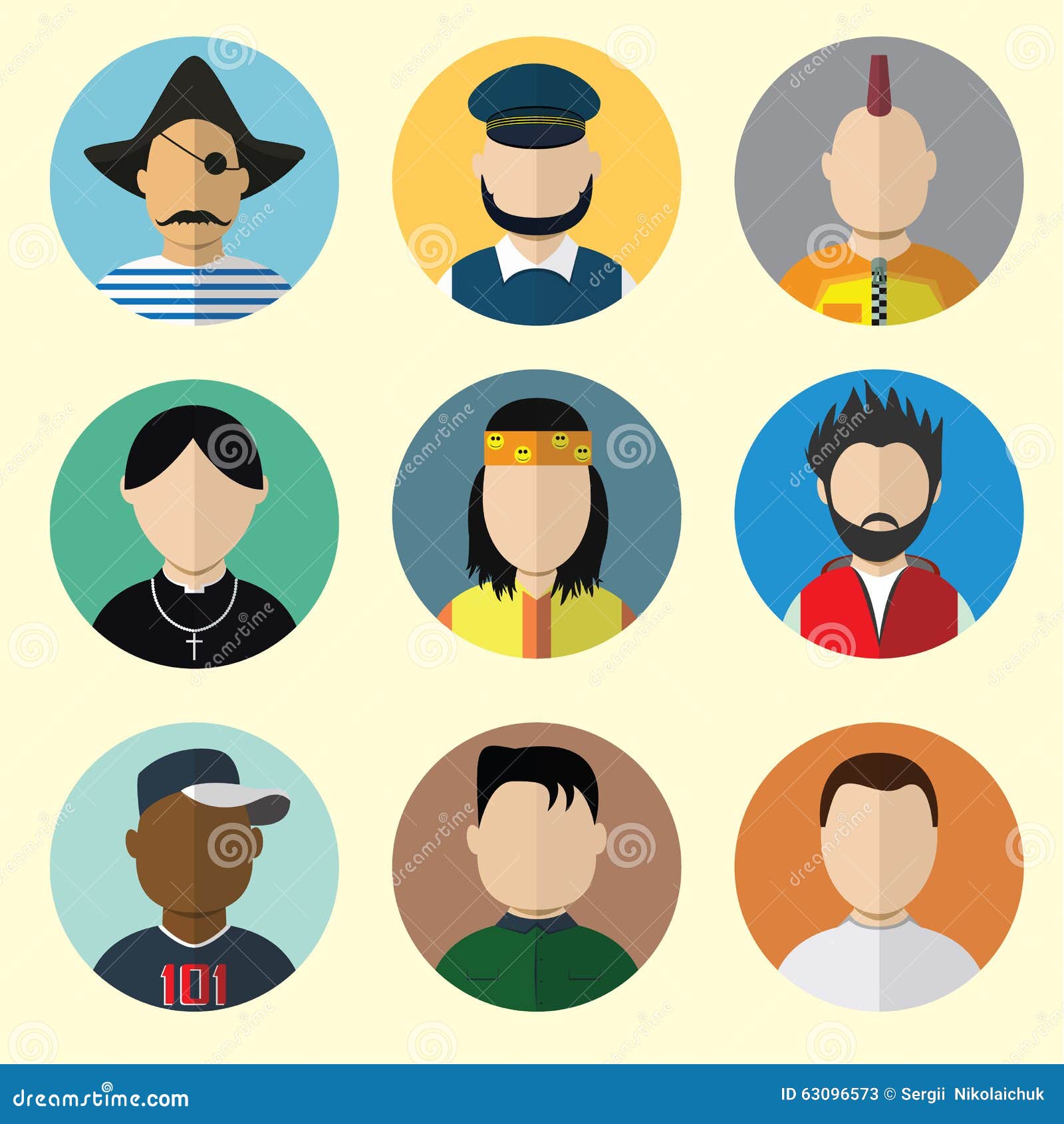 Set of Circle Icons with Man. Set - 06 Stock Vector - Illustration of ...