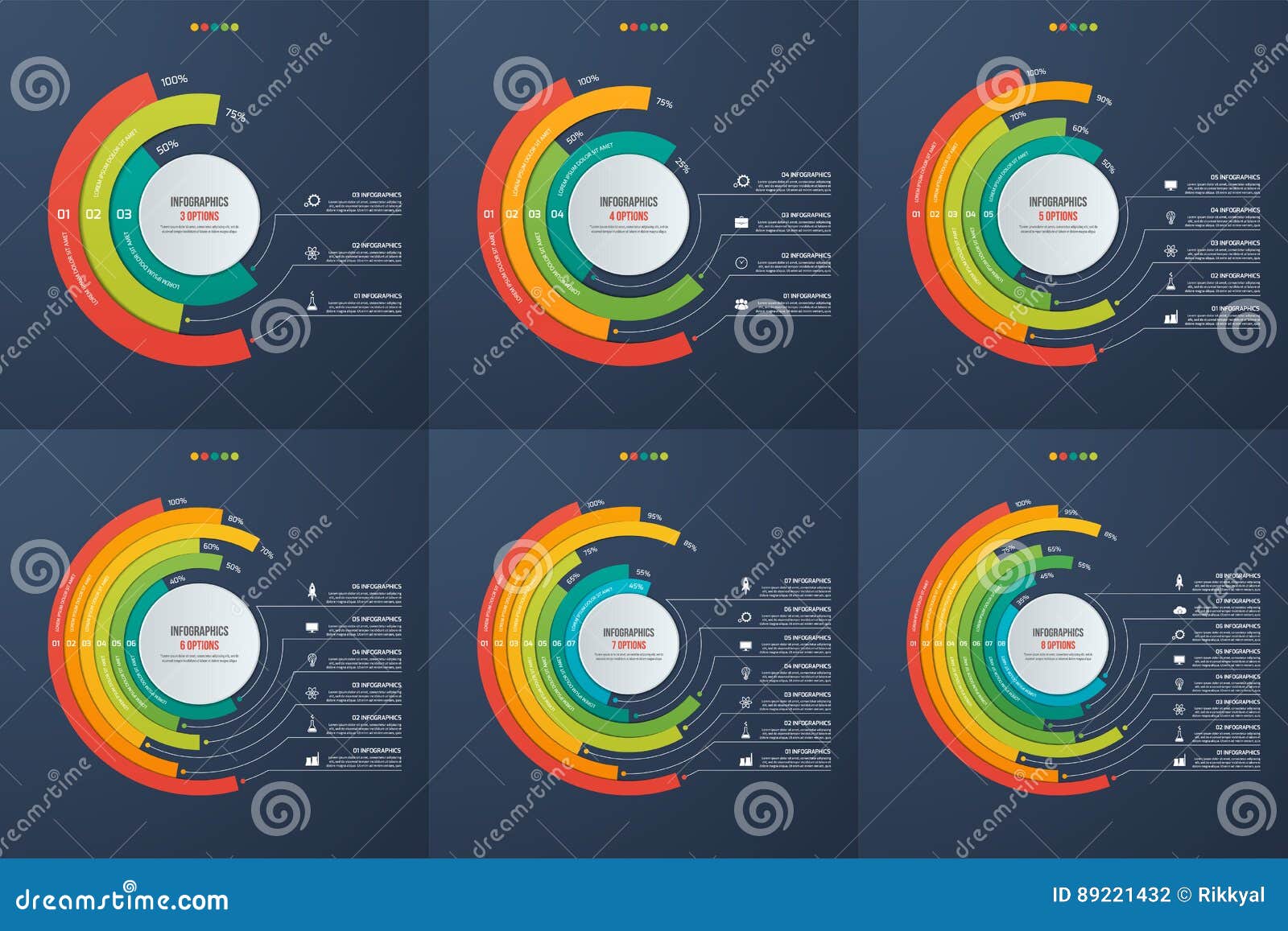 Set of Circle Informative Infographic Charts Stock Vector ...