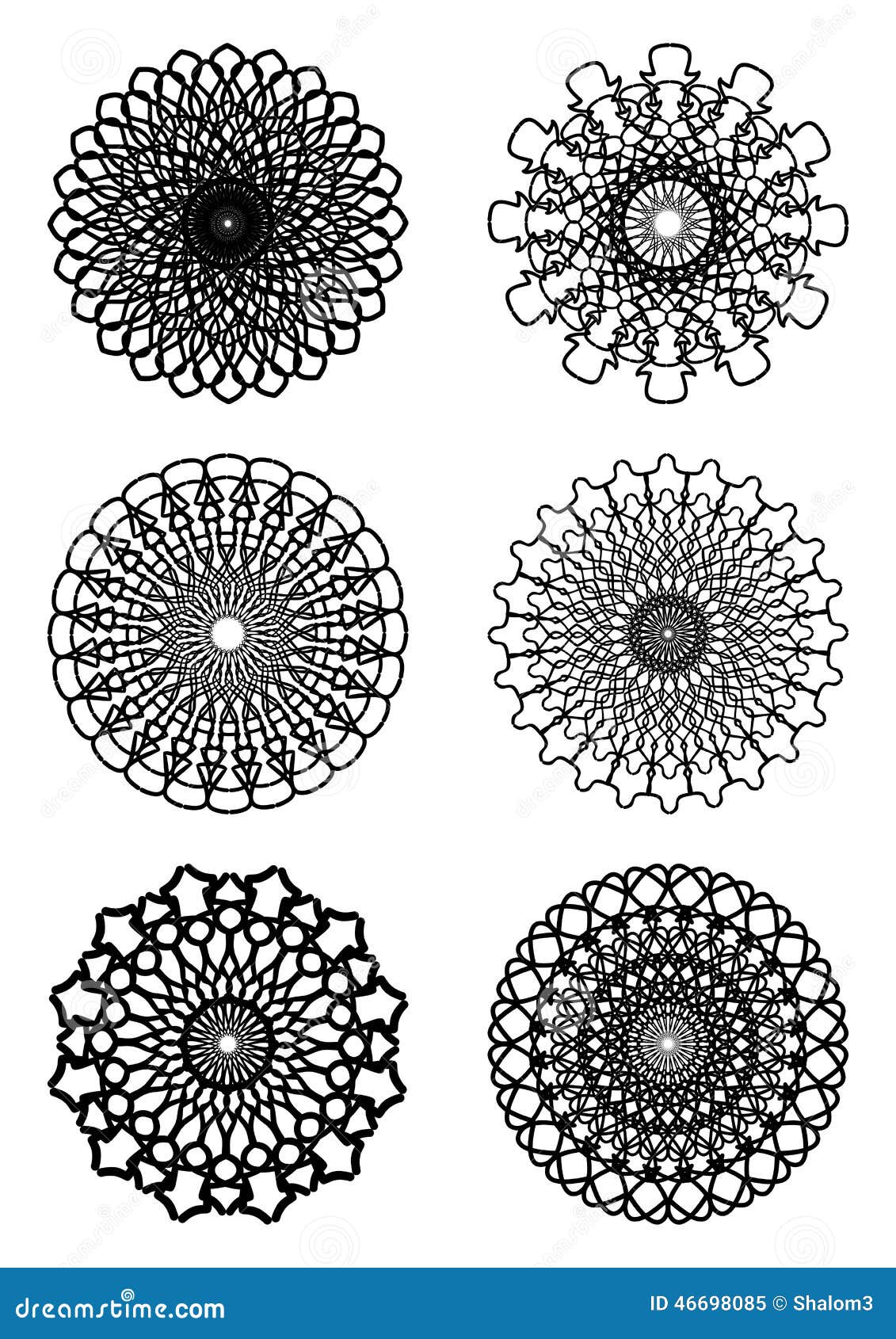 A Set of Circle Lace Patterns in White and Black Stock Illustration ...