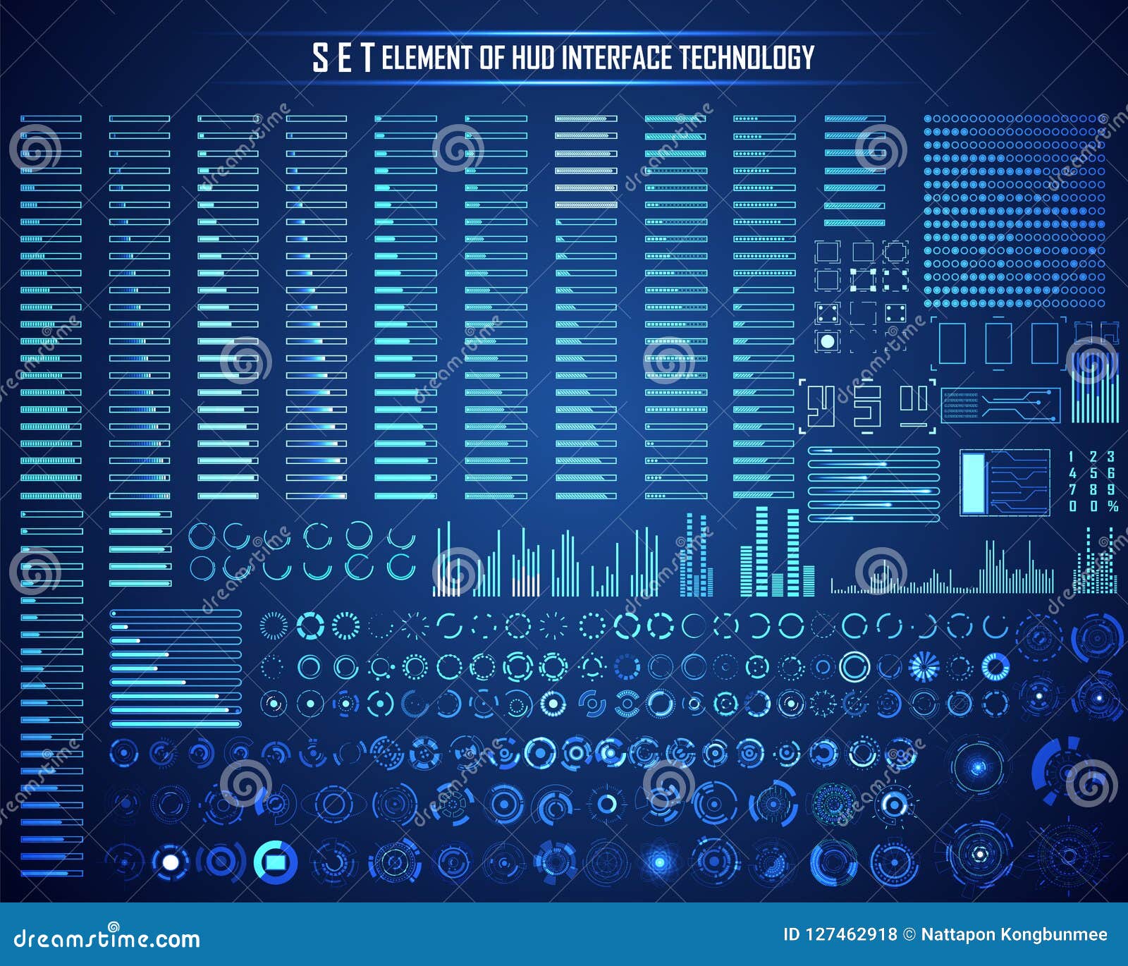 Set of Circle, Loading Bar, HUD Abstract Digital Technology UI F Stock ...