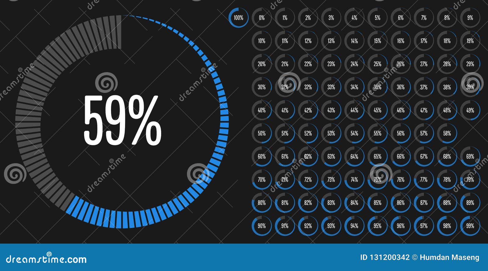 Set of Circle Percentage Diagrams Meters from 0 To 100 Stock Vector ...