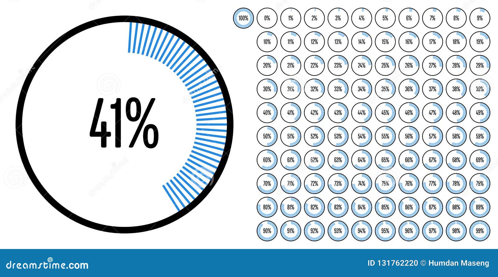 Set of Circle Percentage Diagrams Meters from 0 To 100 Stock Vector ...