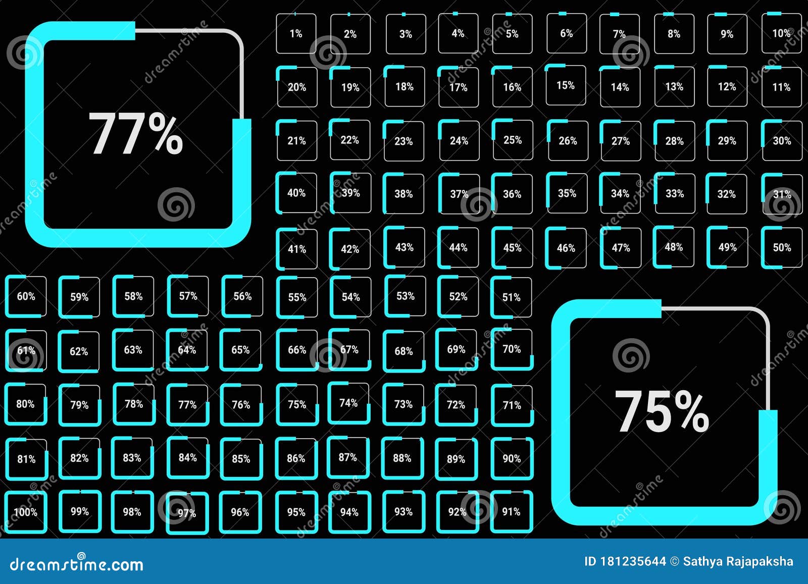 Set of Circle Percentage Diagrams Meters from 0 To 100. Stock ...