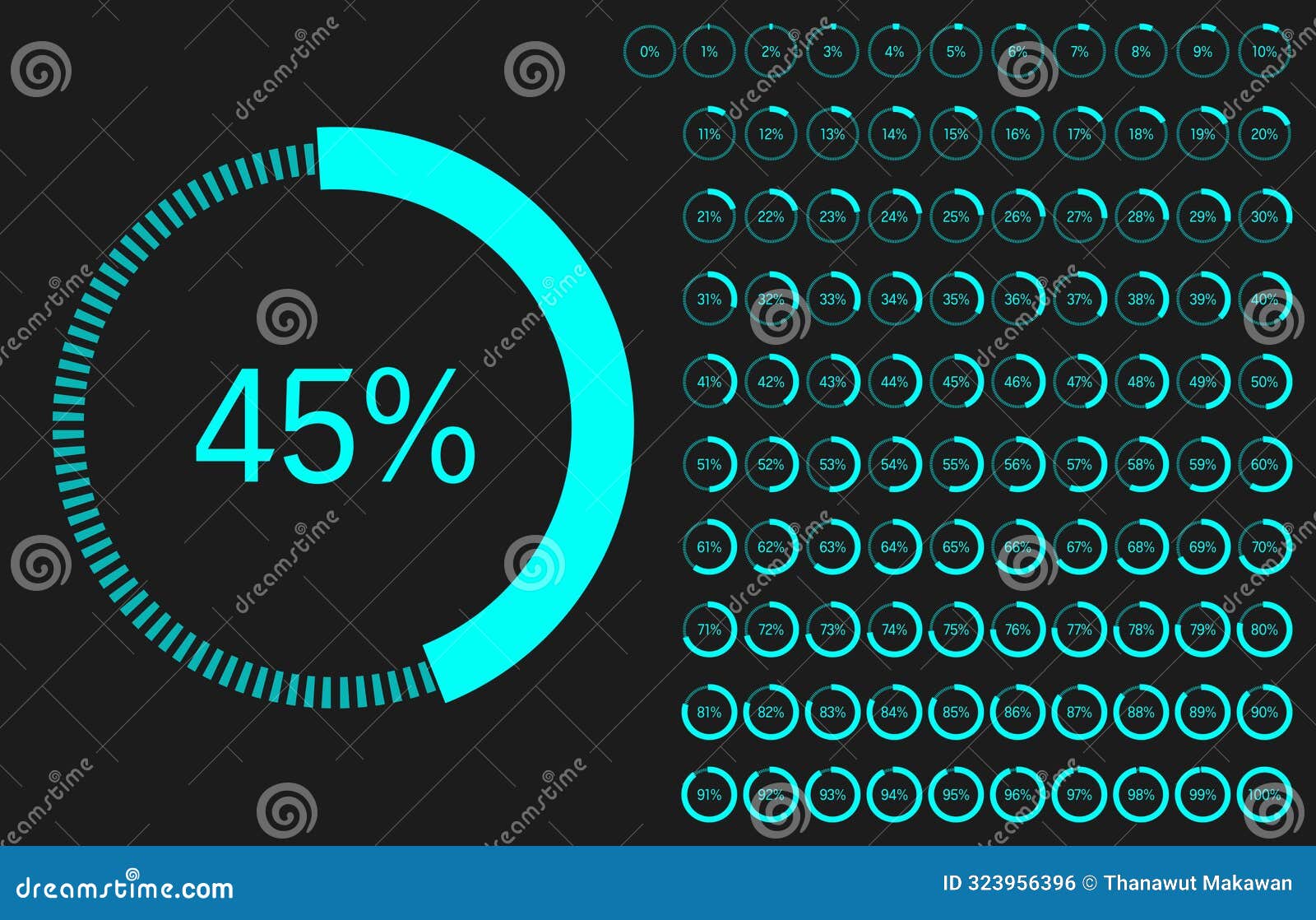 59% Percentage Infographic Set. Fifty-nine Circle Diagram, Pie Donut ...