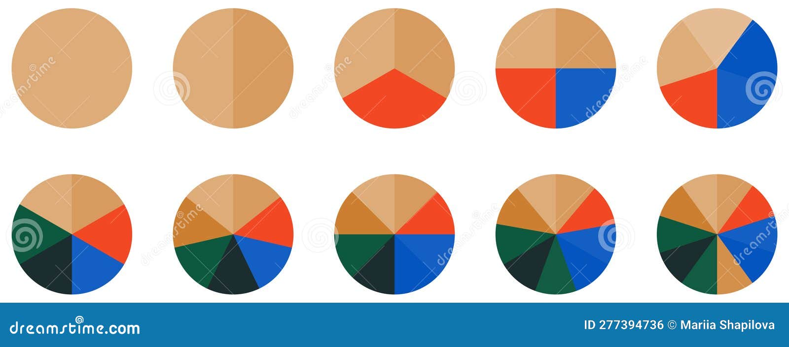 Set of Circle Pie Chart Signs Stock Vector - Illustration of color ...