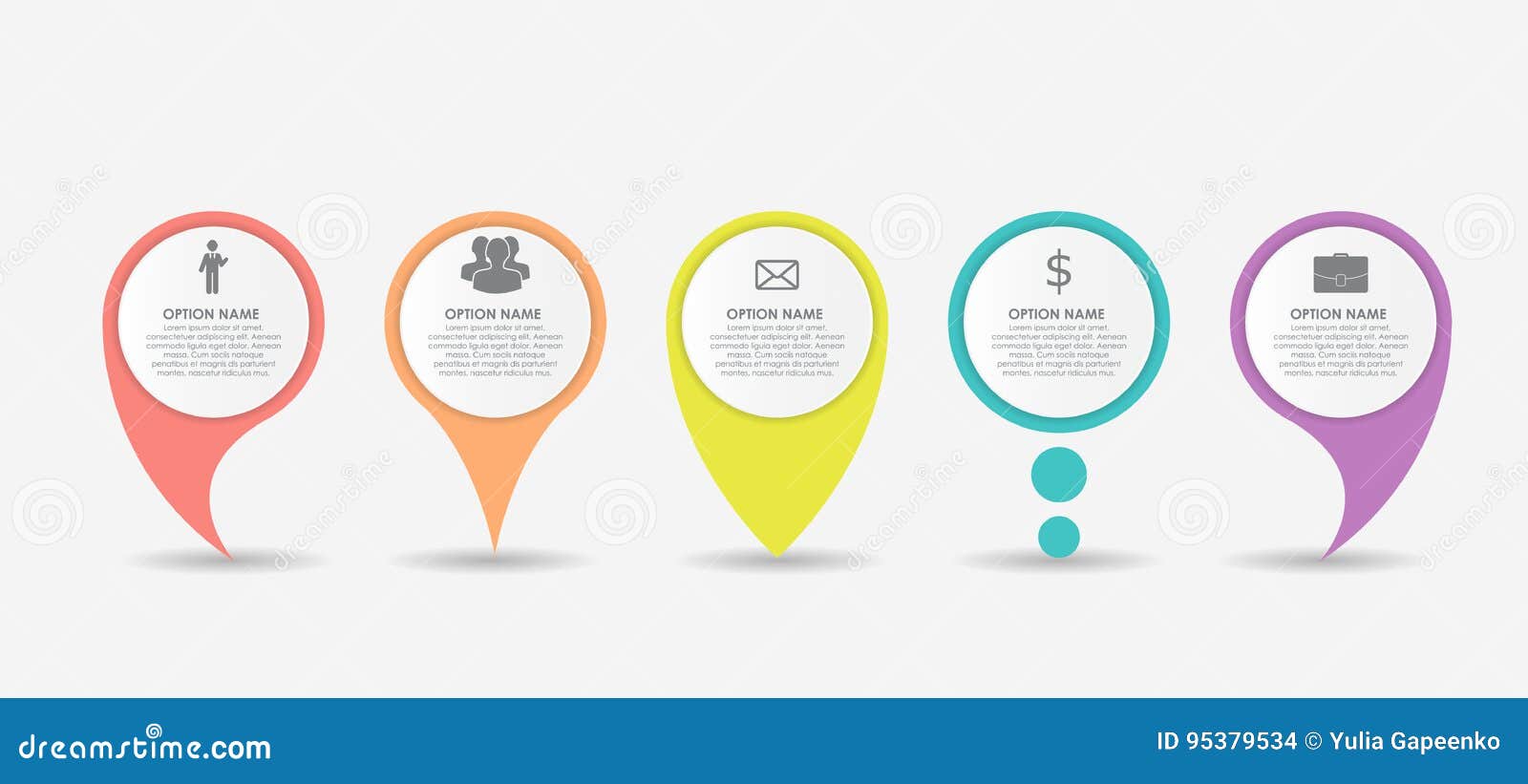 Set of Circle Pointers Infographic Business Element. Vector ...