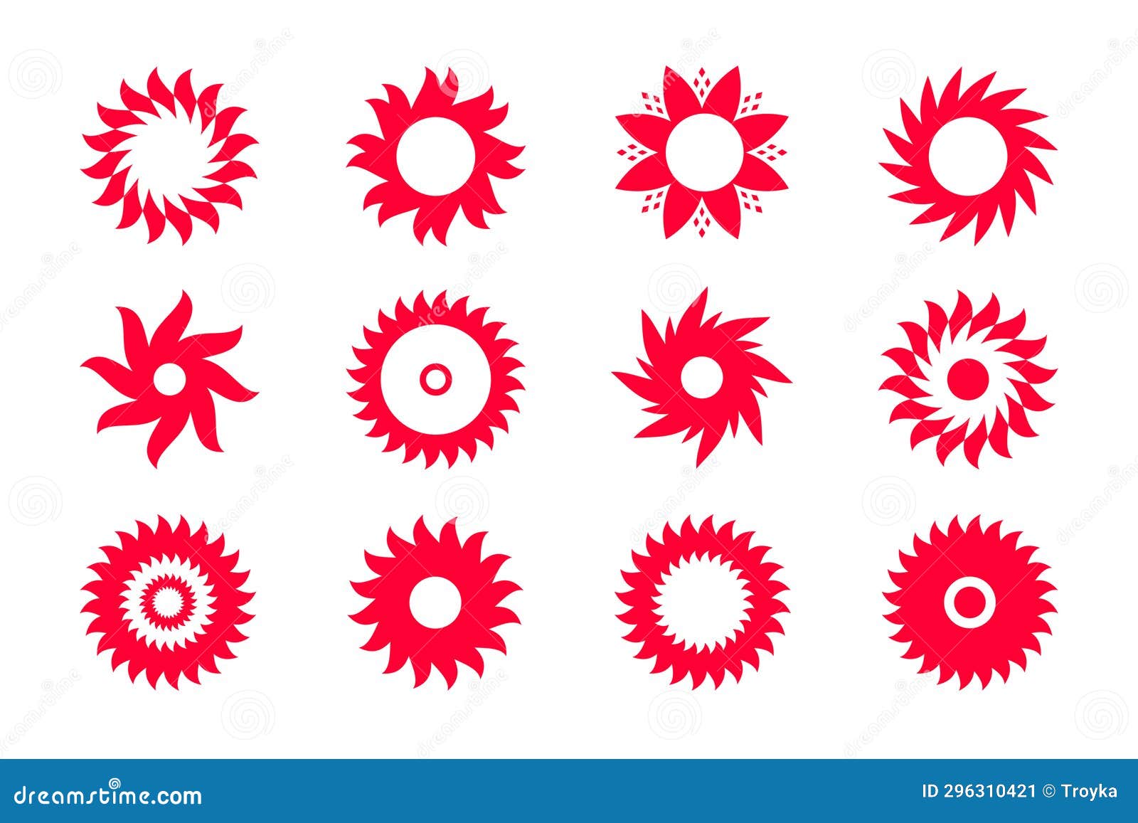 Set of Circle Rotation Elements for Logo Design. Abstract Red Icons ...