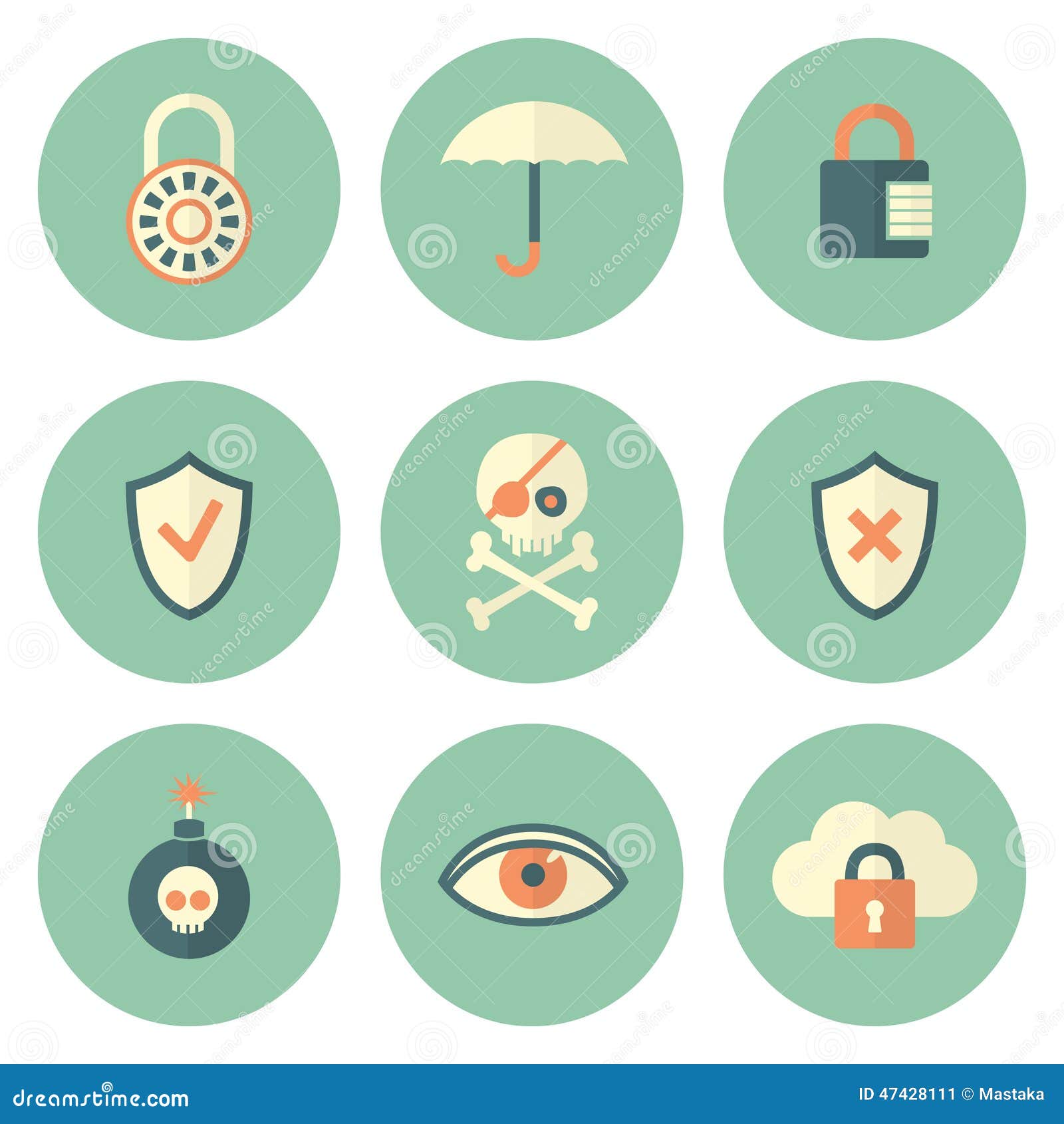 Set of Circle Security Icons Stock Vector - Illustration of protection ...
