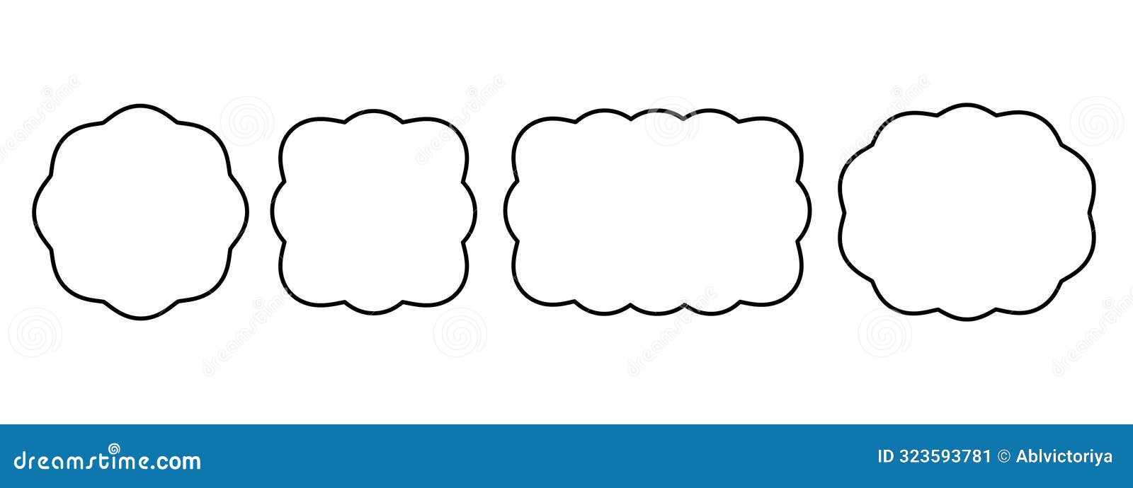 Set of Circle, Square, Oval and Rectangle Frames with Wavy Edges ...