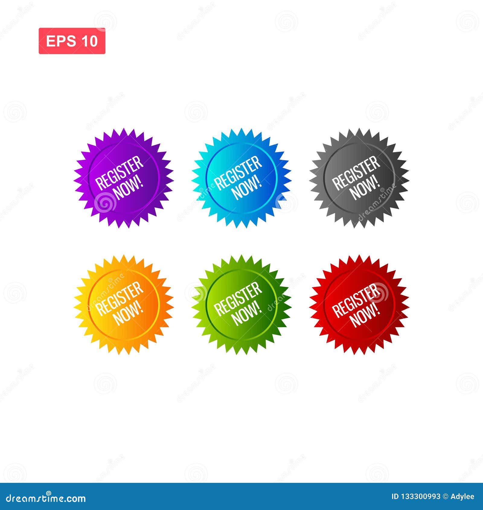 Set of Circle Star Register Button Vector Isolated Stock Vector ...