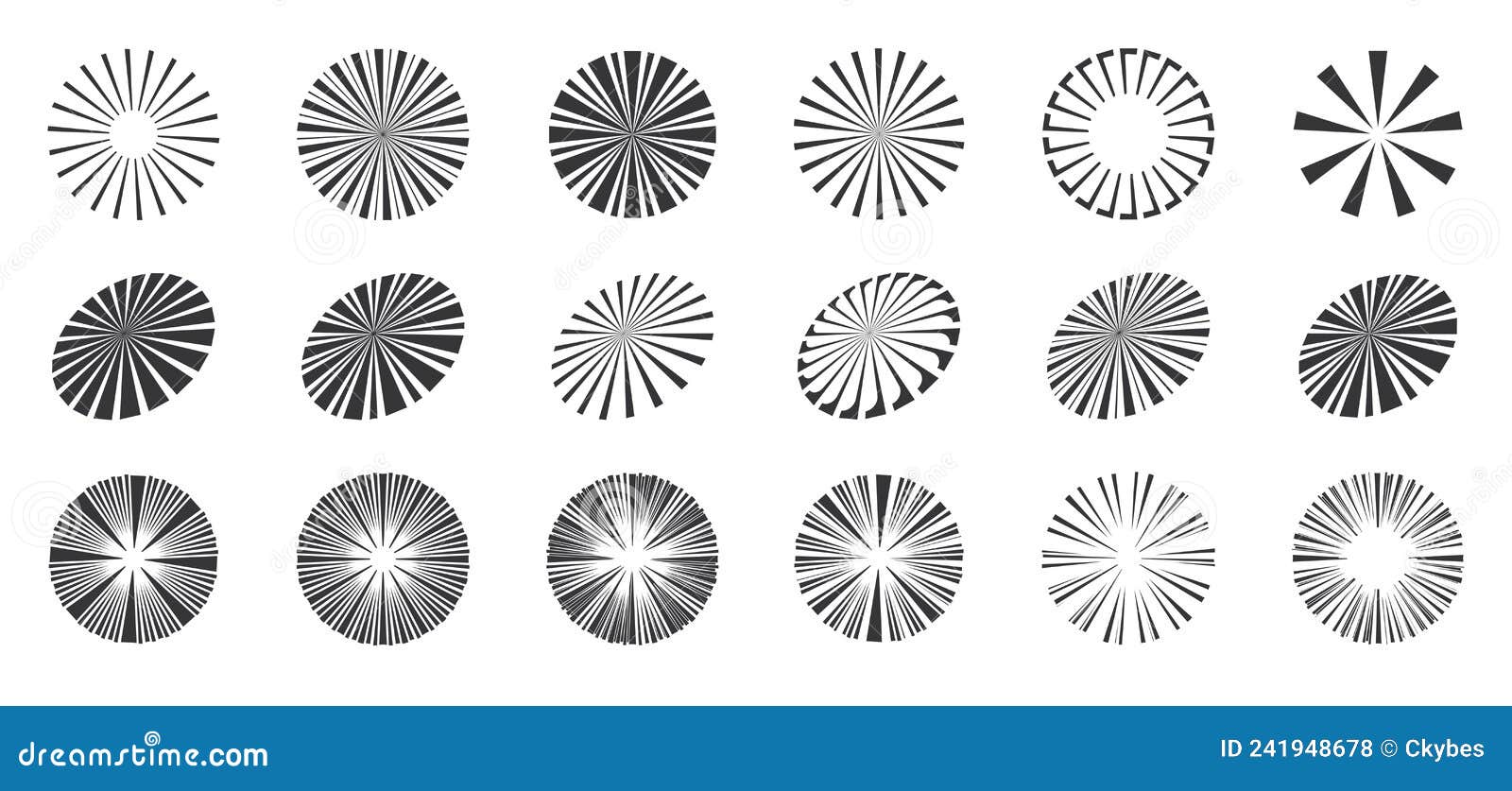Set of Circle Sun Rays. Vector. Sunburst Stock Vector - Illustration of ...