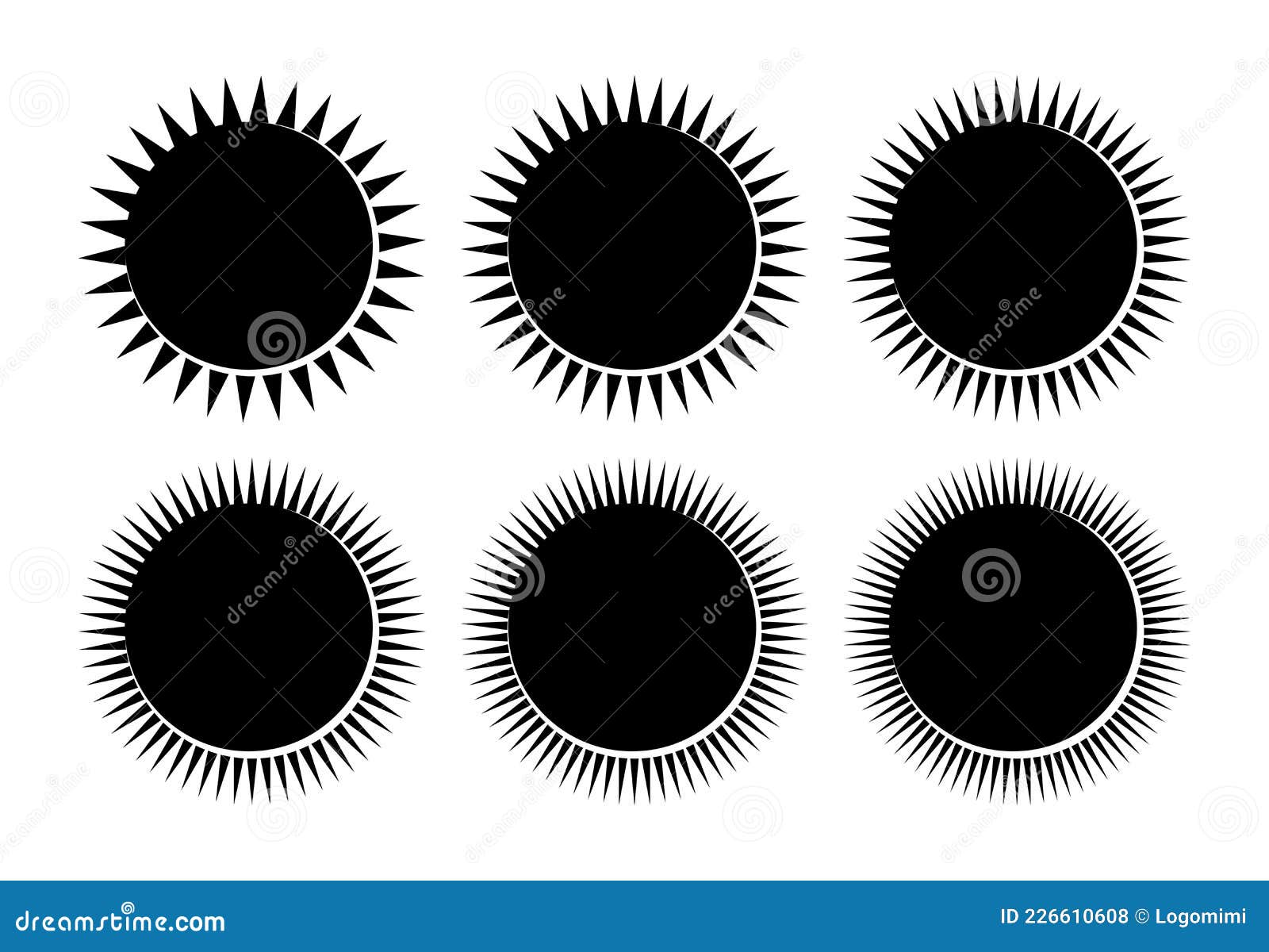 Set of Circle Sunburst Shape Illustration - Vector Stock Vector ...