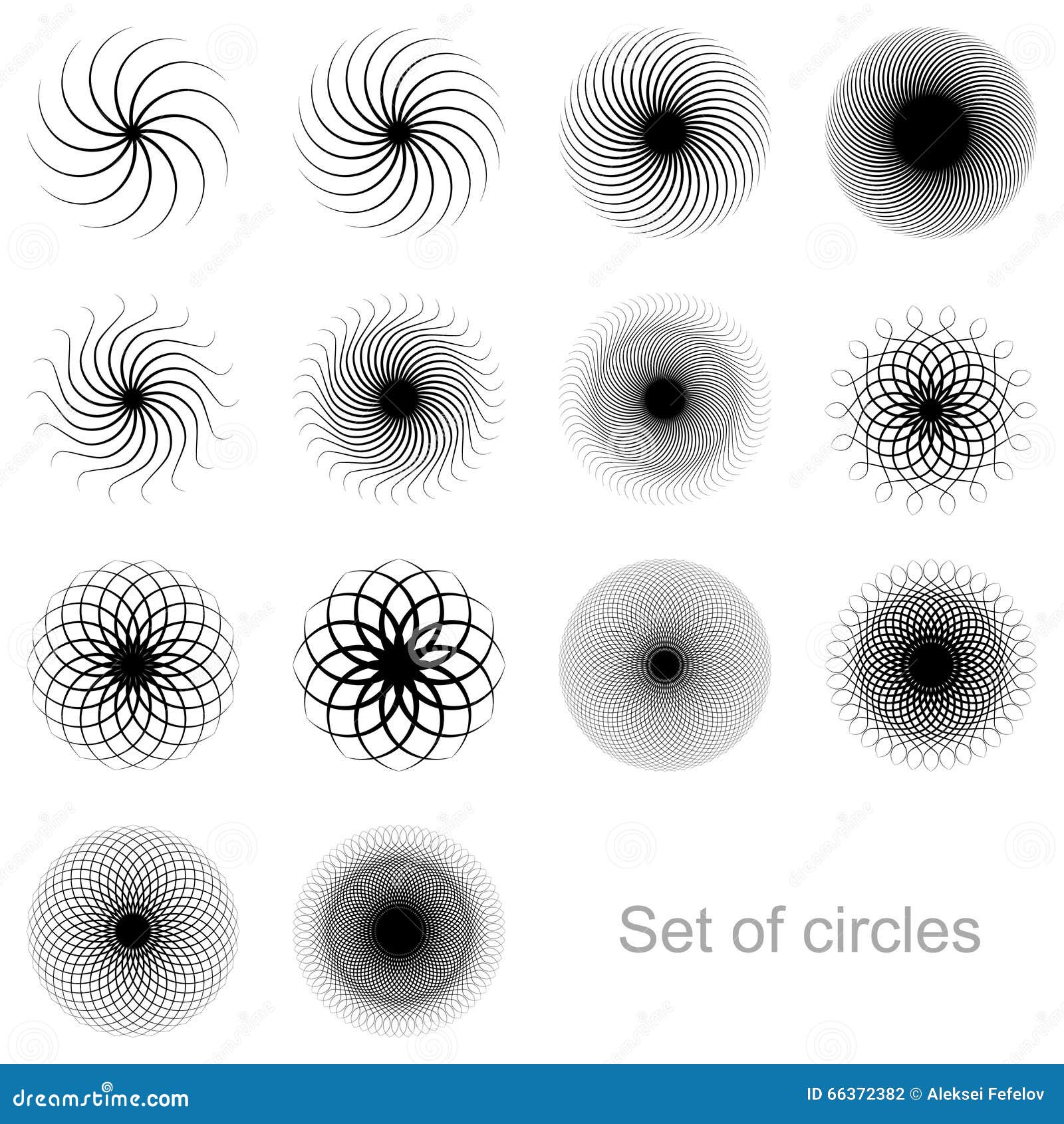 Set of Circles of Bent Lines. Stock Vector - Illustration of complex ...