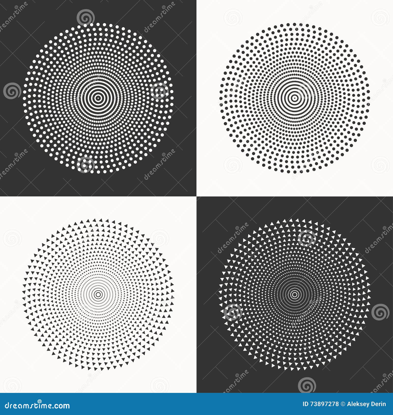 Set of Circles. Dots and Triangles. Stock Vector - Illustration of ...