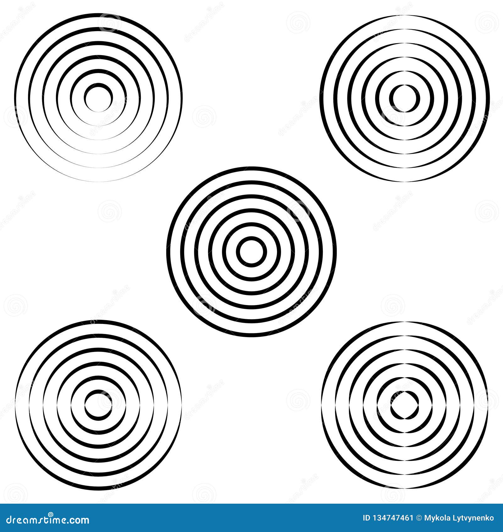 Set Circles of Waves on the Water, Vector Radio Waves of a Ring with a ...