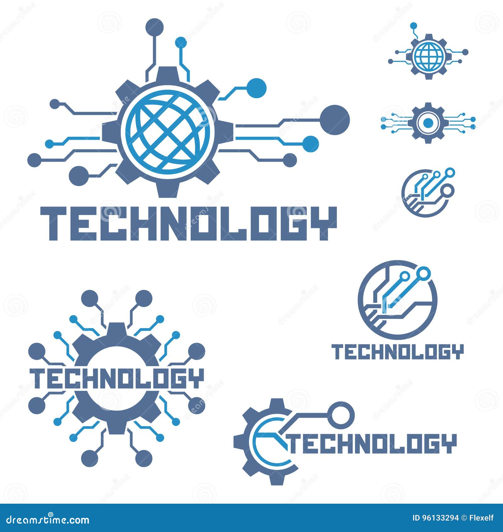 Set of Circuit Tech Elements. Stock Vector - Illustration of energy ...