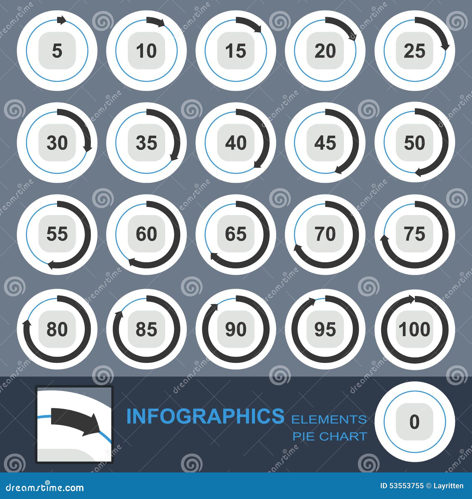 Set Of Circular Charts With An Arrow Stock Vector - Illustration of ...