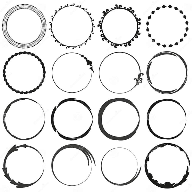 Set of Circular Design Elements. Decorative Round Borders and Frames ...