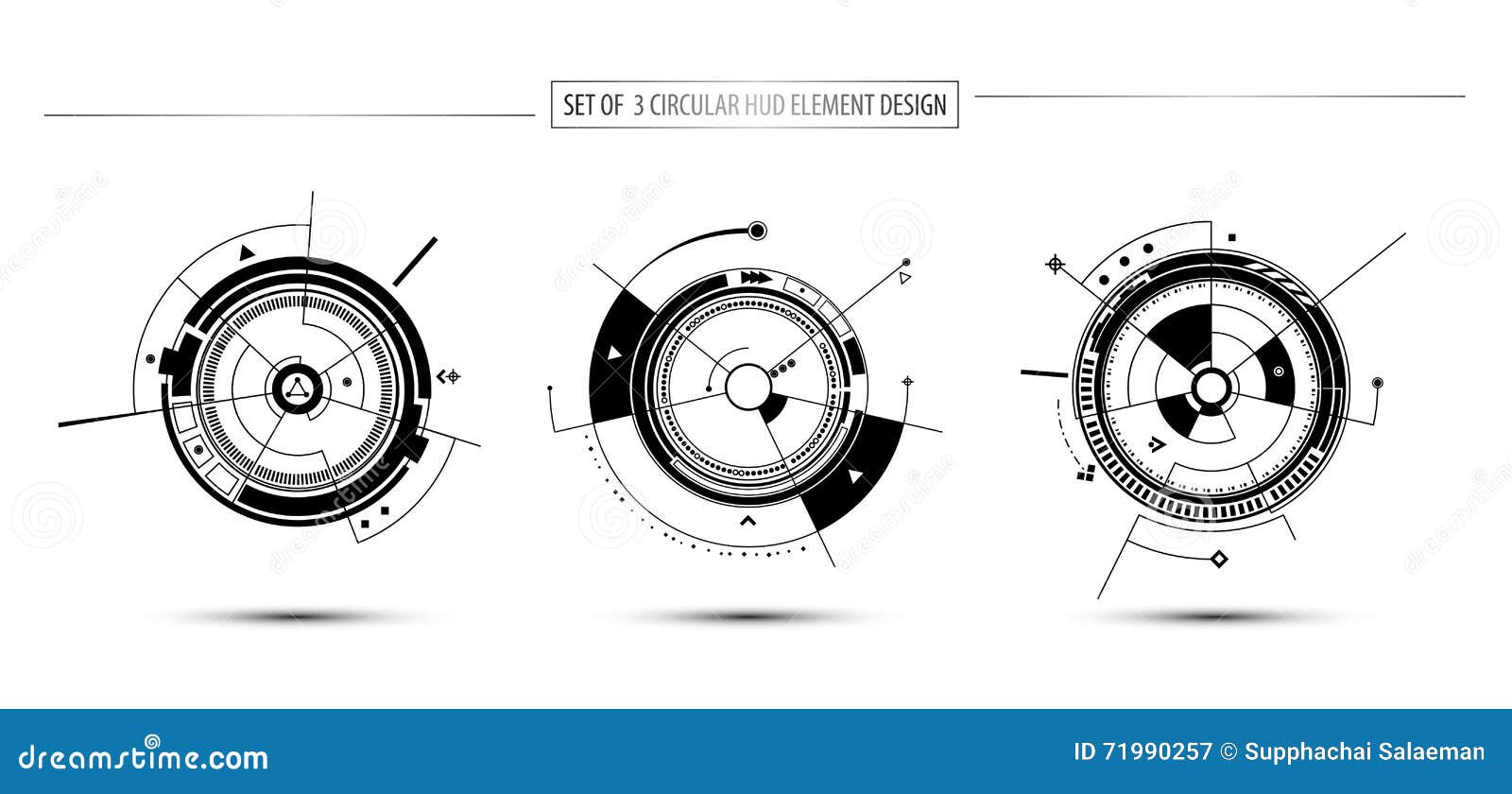 Set of Circular Digital Technology Communication Concept Hud Element ...