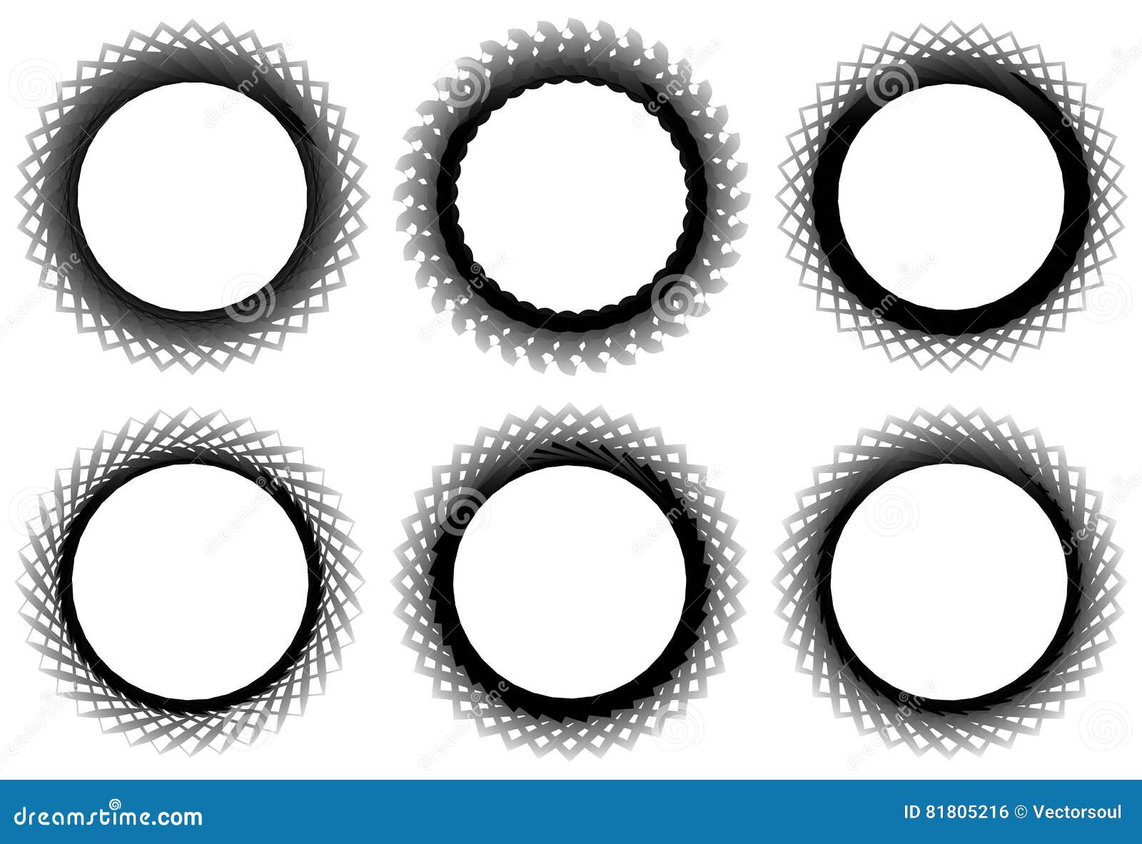 Set of 6 Circular Geometric Element. Abstract Geometry Shapes Stock ...