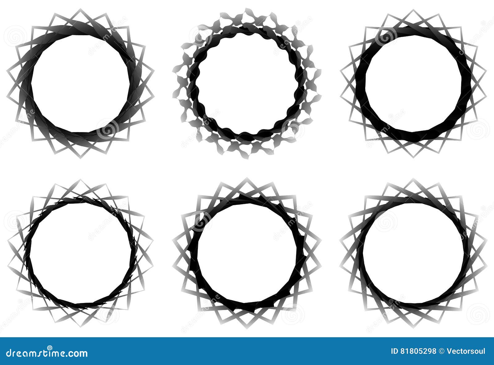 Set of 6 Circular Geometric Element. Abstract Geometry Shapes Stock ...