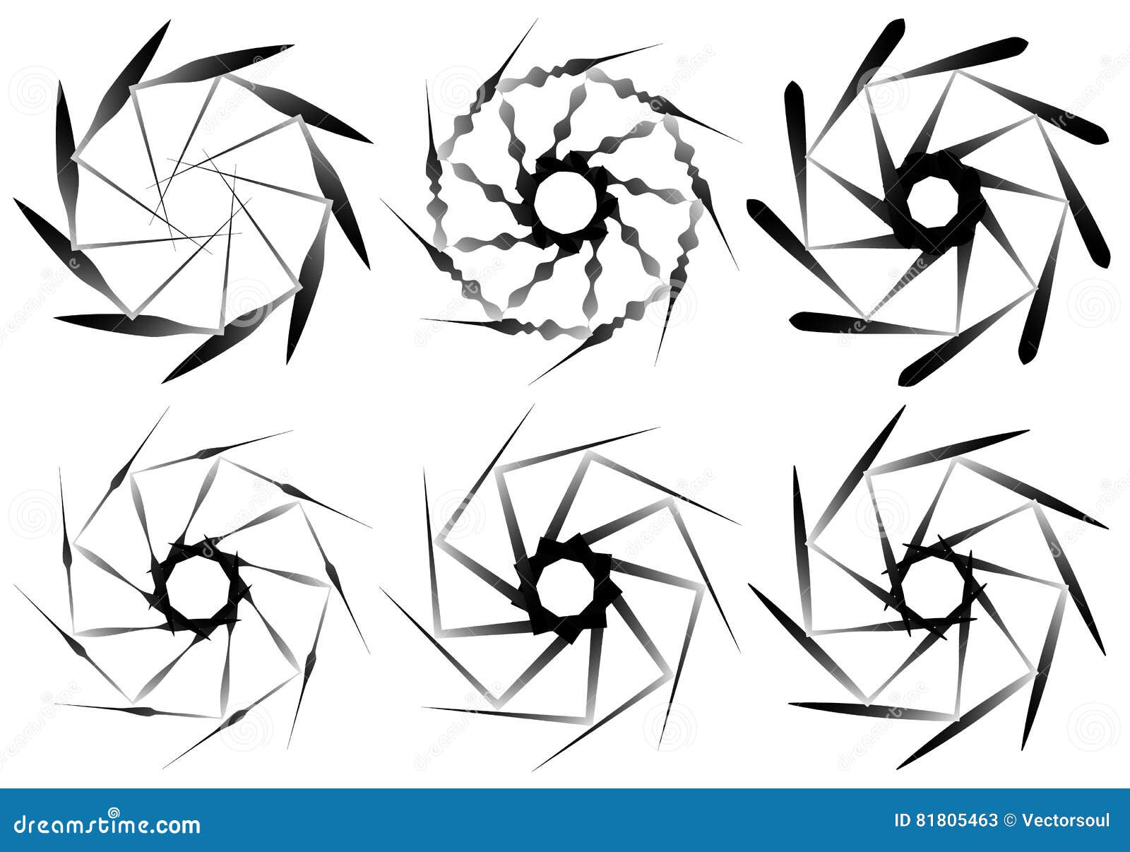 Set of 6 Circular Geometric Element. Abstract Geometry Shapes Stock ...